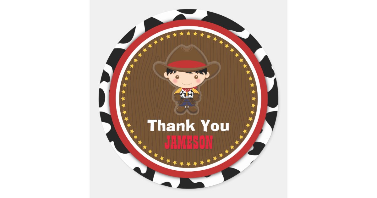 Cowboy Western Old West Birthday Classic Round Sticker | Zazzle