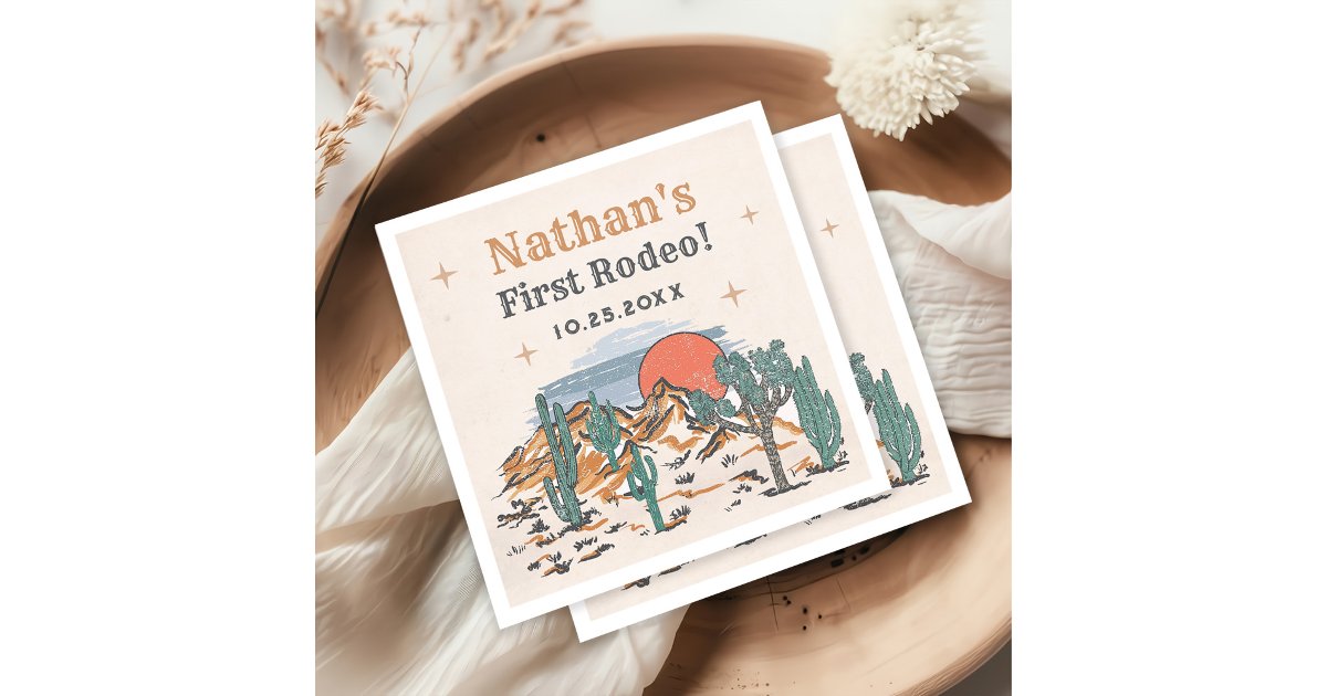 Cowboy Western Rodeo 1st Birthday Napkins | Zazzle