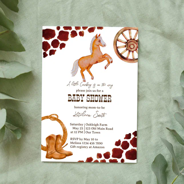 Cowboy western rodeo baby shower invitation | Zazzle
