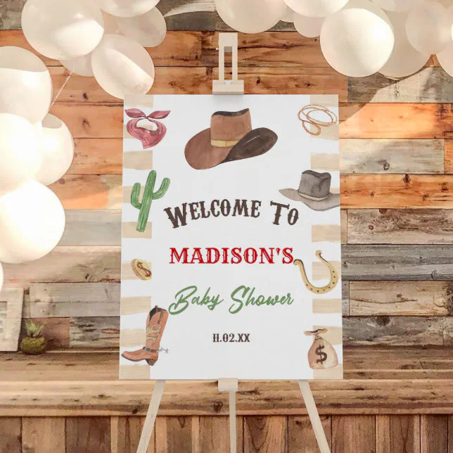 Cowboy Western Rodeo Baby Shower Welcome Sign | Zazzle