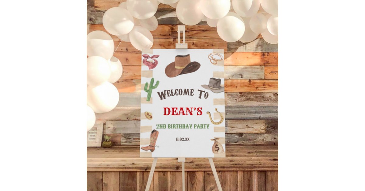 Cowboy Western Rodeo Birthday Party Welcome Sign | Zazzle