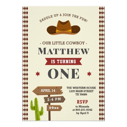 Cowboy Western Saloon 1st Baby Boy Wild Birthday Invitation | Zazzle.com