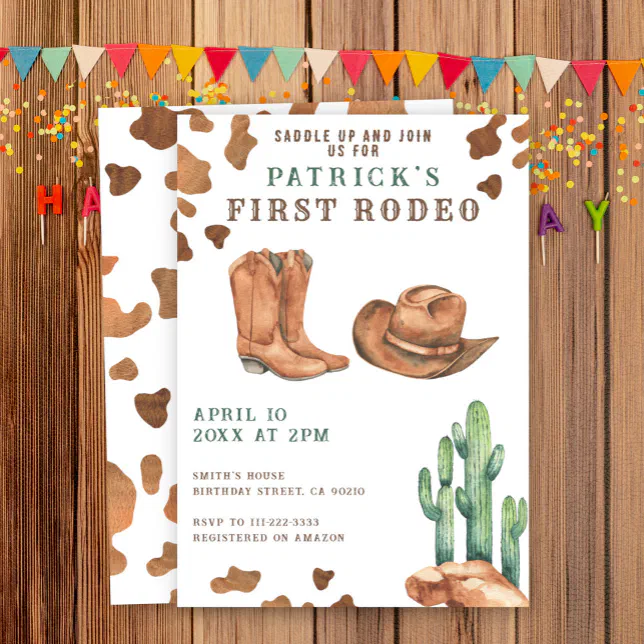 Cowboy Wild West 1st Rodeo Birthday Party Invitation | Zazzle