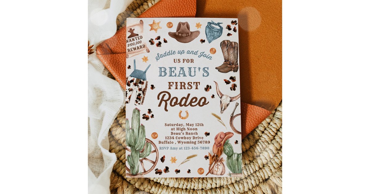 Cowboy Wild West 1st Rodeo Ranch Birthday Party Invitation | Zazzle