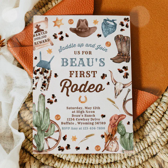 Cowboy Wild West 1st Rodeo Ranch Birthday Party Invitation | Zazzle