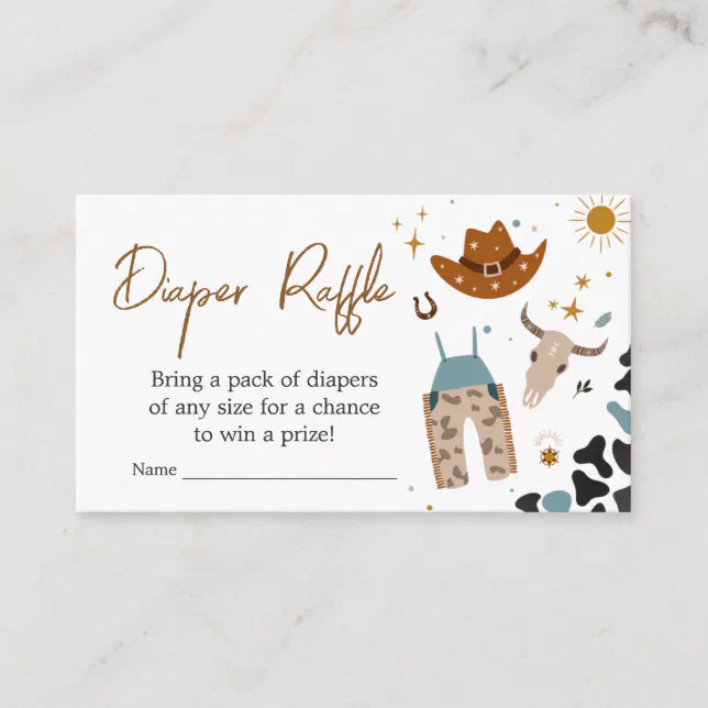 Cowboy Wild West Baby Shower Diaper Raffle Enclosure Card | Zazzle