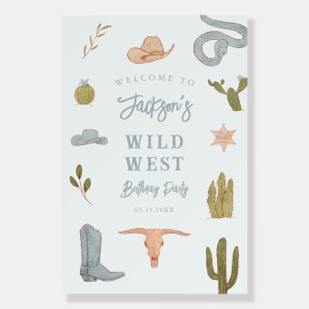 Cowboy Wild West Birthday Welcome Sign | Zazzle