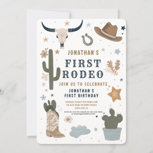 Cowboy Wild Western First Rodeo First Birthday 1st Invitation | Zazzle