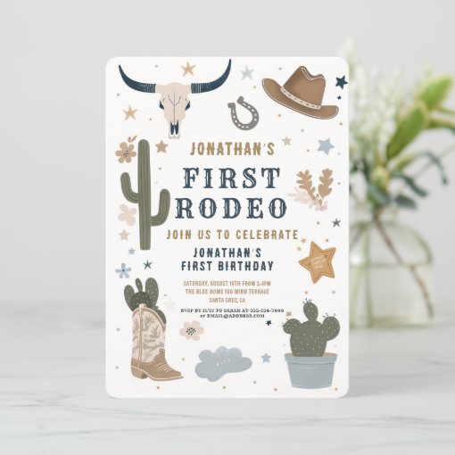 Cowboy Wild Western First Rodeo First Birthday 1st Invitation | Zazzle