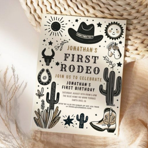 Cowboy Wild Western First Rodeo First Birthday 1st Invitation | Zazzle
