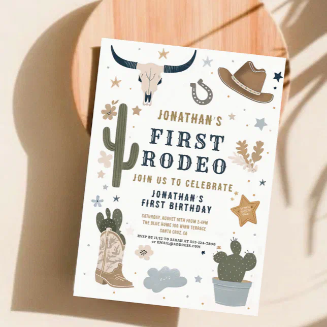 Cowboy Wild Western First Rodeo First Birthday 1st Invitation | Zazzle
