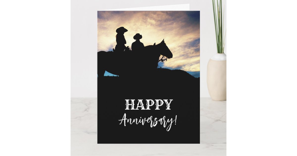 Cowboys cowgirls horses anniversary greeting card | Zazzle