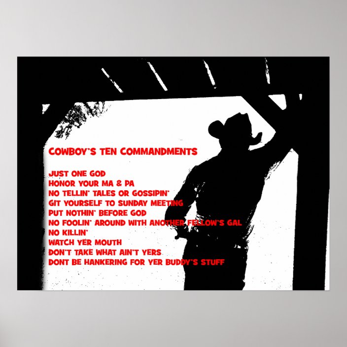 Cowboy's Ten Commandments Poster | Zazzle.com