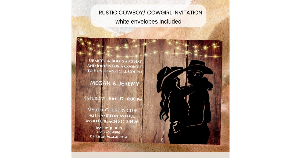 Cowgirl and Cowboy Cookout/BBQ Invitation | Zazzle