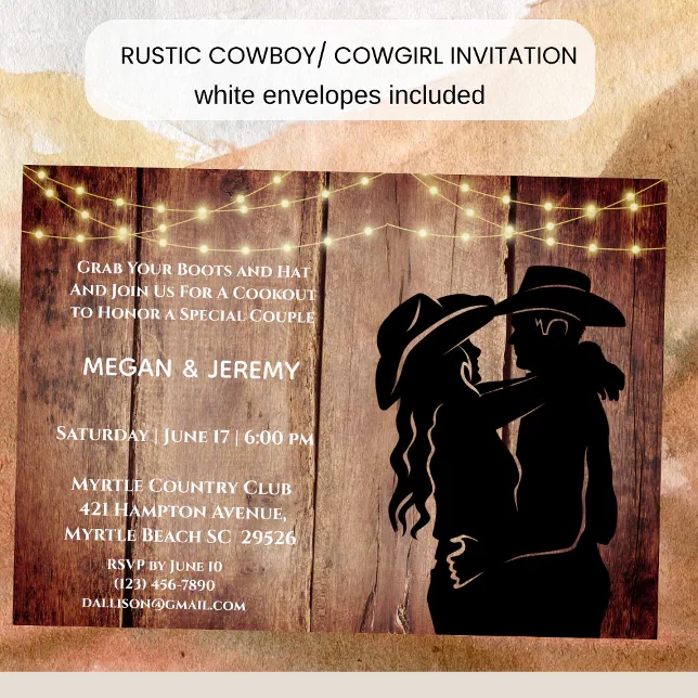 Cowgirl and Cowboy Cookout/BBQ Invitation | Zazzle