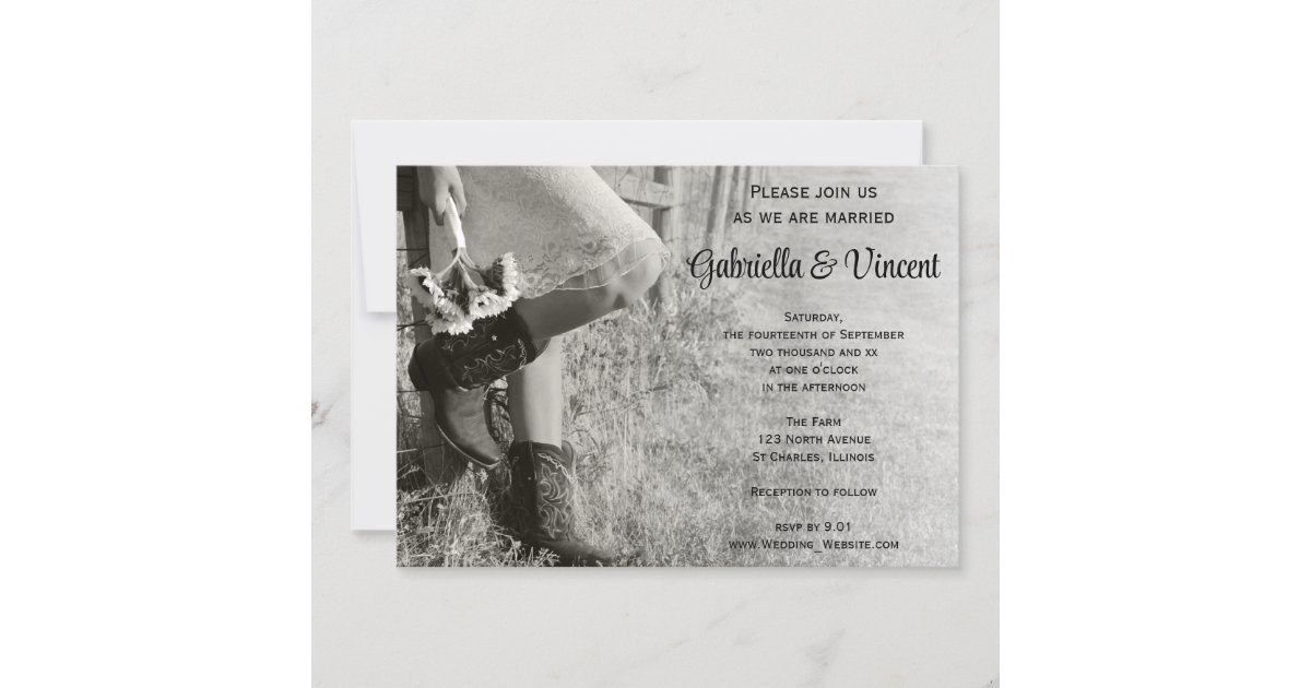 Cowgirl and Sunflowers Country Ranch Wedding Invitation | Zazzle