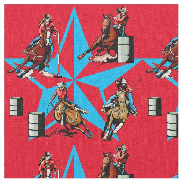 Cowgirl Barrel Racing Pole Bending Rodeo Fabric | Zazzle