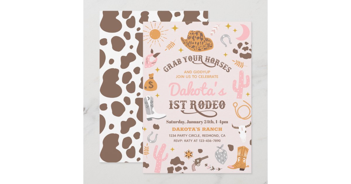 Cowgirl Birthday Invitation | 1st Rodeo Invitation | Zazzle