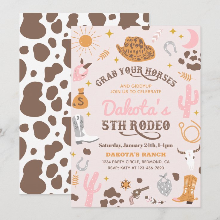 Cowgirl Birthday Invitation | 5th Rodeo Invitation | Zazzle