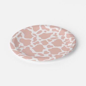 Cowgirl Birthday Party Pink Cow Print Paper Plates | Zazzle