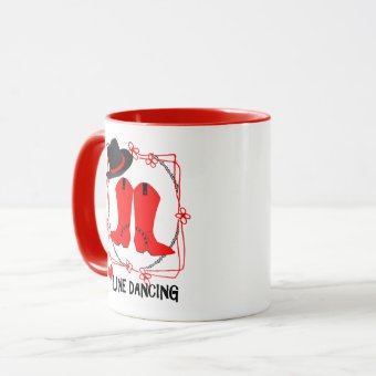 Cowgirl Boots Cute Line Dancing Theme Graphic Mug | Zazzle