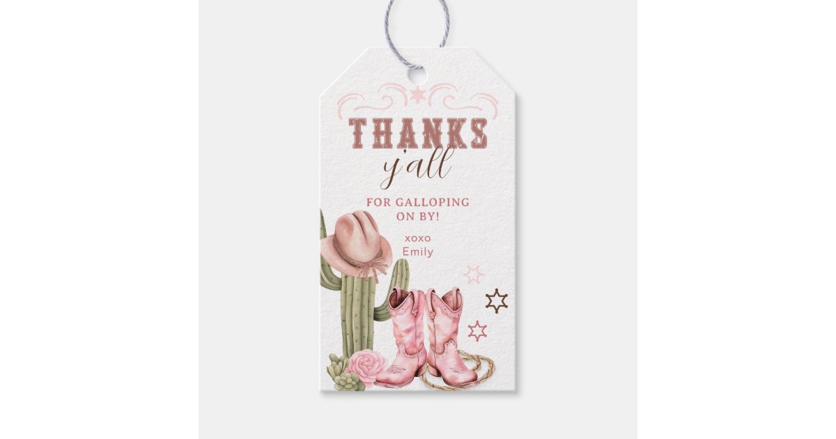 Cowgirl Boots Pink Western Favor Tag | Zazzle