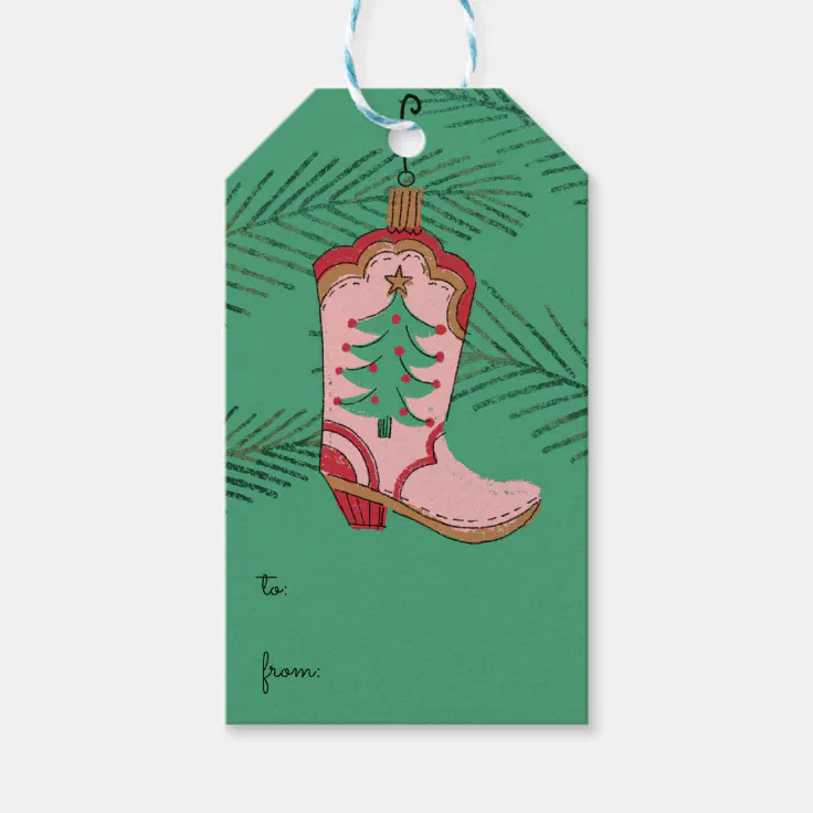 Cowgirl Christmas Cowboy boot Gift Tags | Zazzle