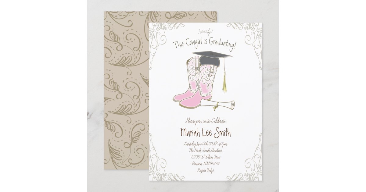 Cowgirl Country Western Graduation Party Invitation | Zazzle