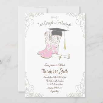 Cowgirl Country Western Graduation Party Invitation | Zazzle