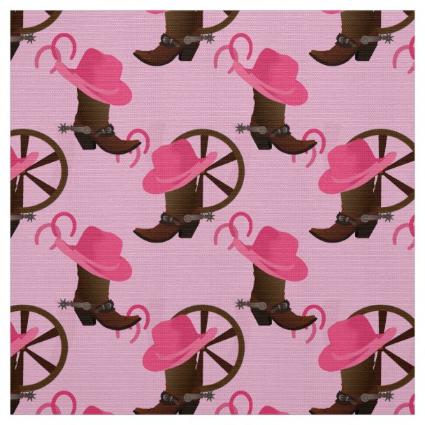 Western Pink Cowgirl Hat And Rope Fabric | Zazzle