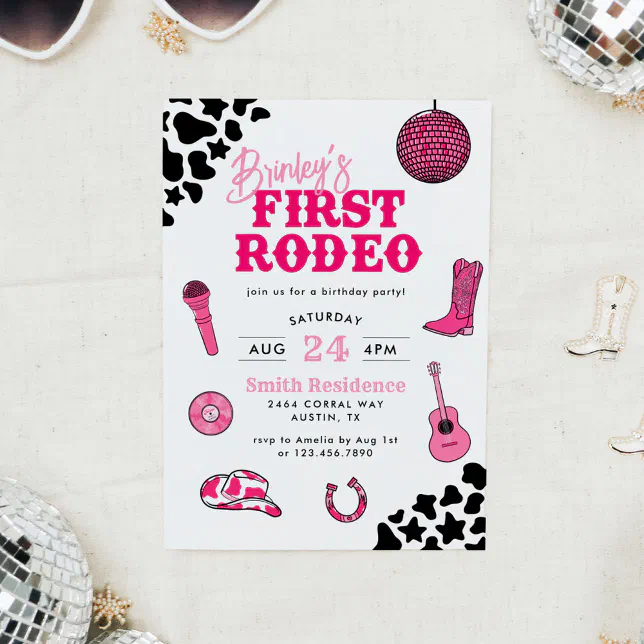 Cowgirl Disco First Rodeo Birthday Invitation | Zazzle