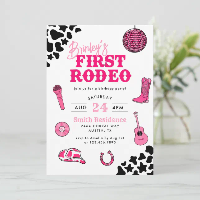 Cowgirl Disco First Rodeo Birthday Invitation | Zazzle