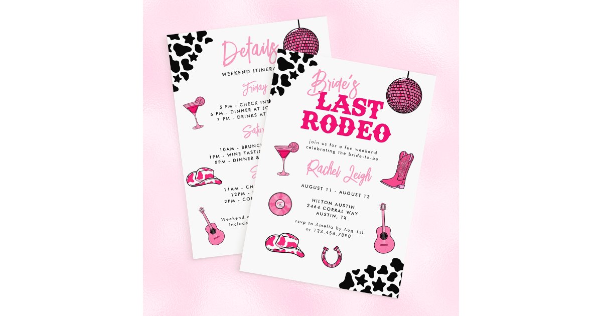 Cowgirl Disco Last Rodeo Bachelorette Invitation | Zazzle