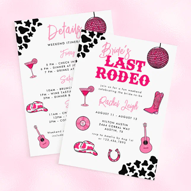 Cowgirl Disco Last Rodeo Bachelorette Invitation | Zazzle