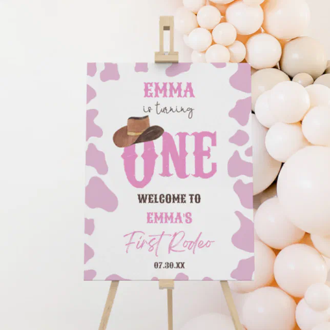 Cowgirl First Rodeo Birthday Party Welcome Sign | Zazzle