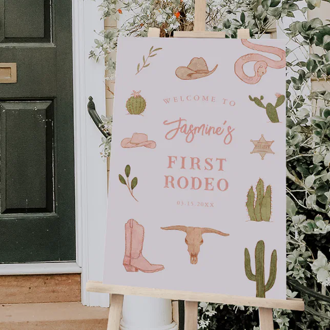Cowgirl First Rodeo Birthday Welcome Sign | Zazzle