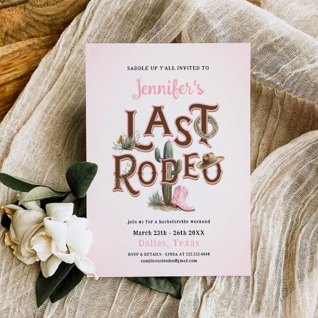 Cowgirl Last Rodeo Bachelorette Invitation | Zazzle