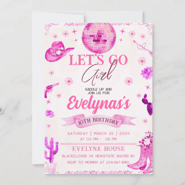 Cowgirl Lets Go Party Invitation | Zazzle