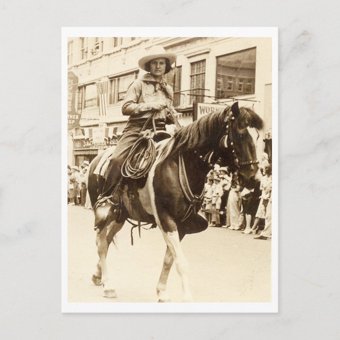 Cowgirl on Horse Vintage 1930s Postcard | Zazzle