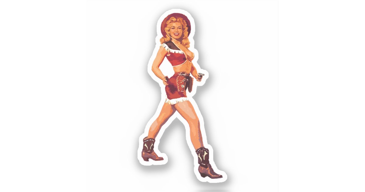 Cowgirl Pin Up Sticker Zazzle