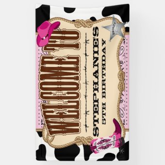 Cowgirl, Pink Birthday, Welcome Banner | Zazzle