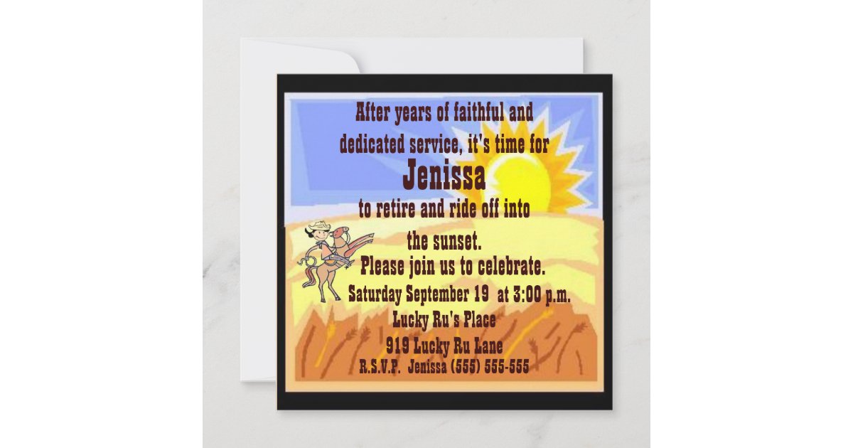 Cowgirl Retirement Party Invitation | Zazzle
