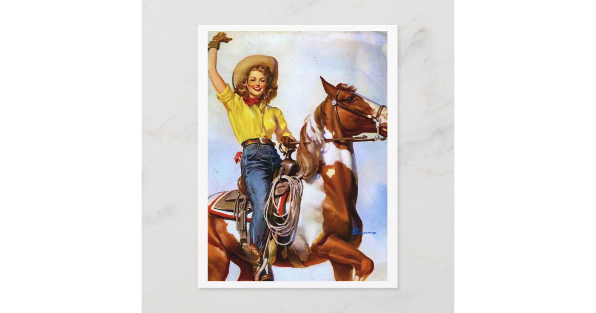 Cowgirl Rider Pin Up Postcard | Zazzle