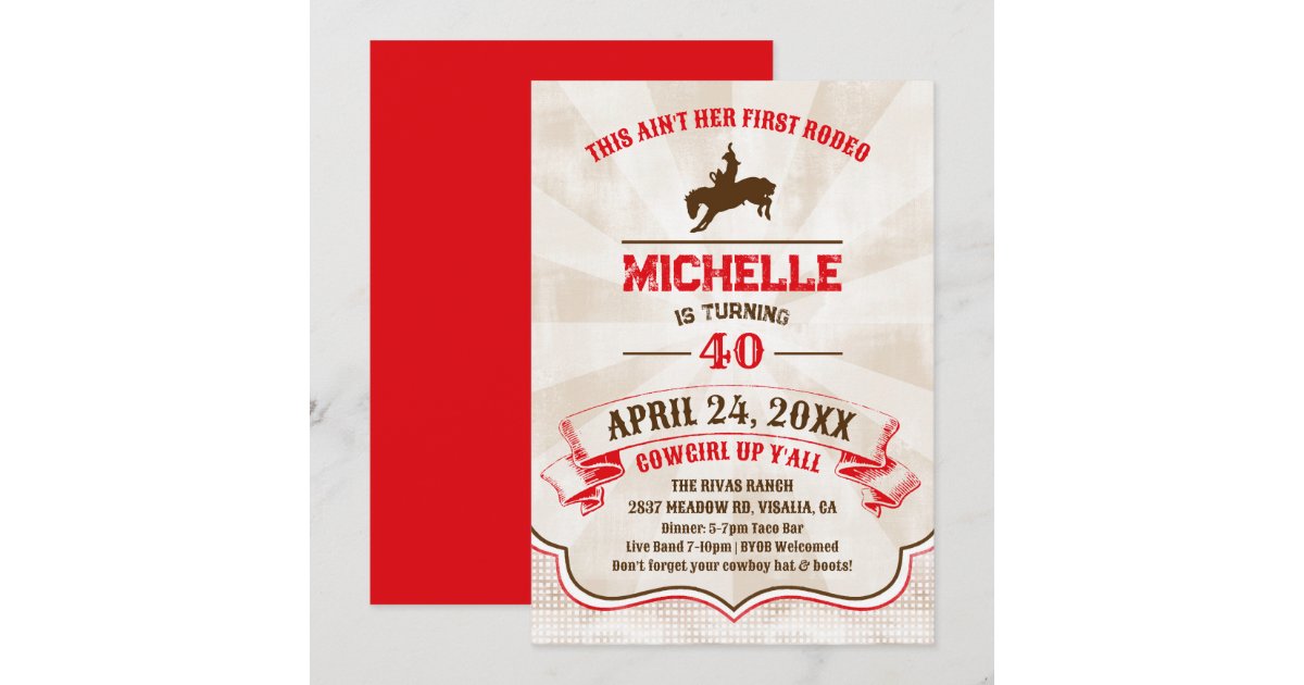 Cowgirl Rodeo Birthday Invitation for Adults | Zazzle