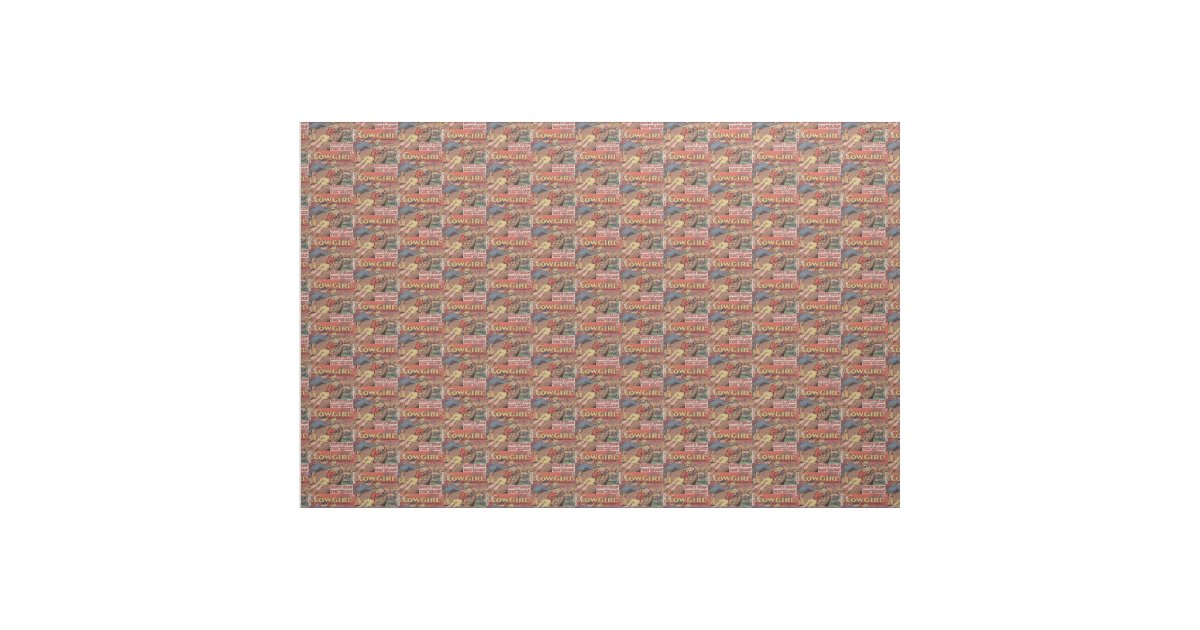 Cowgirl Romance Vintage Western Print Fabric | Zazzle