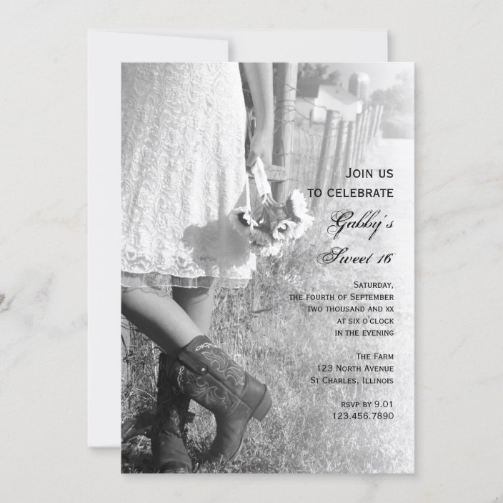 Cowgirl Sunflowers Country Sweet 16 Birthday Party Invitation | Zazzle.com