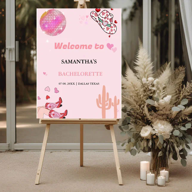 Cowgirl Western Bachelorette wedding welcome sign | Zazzle