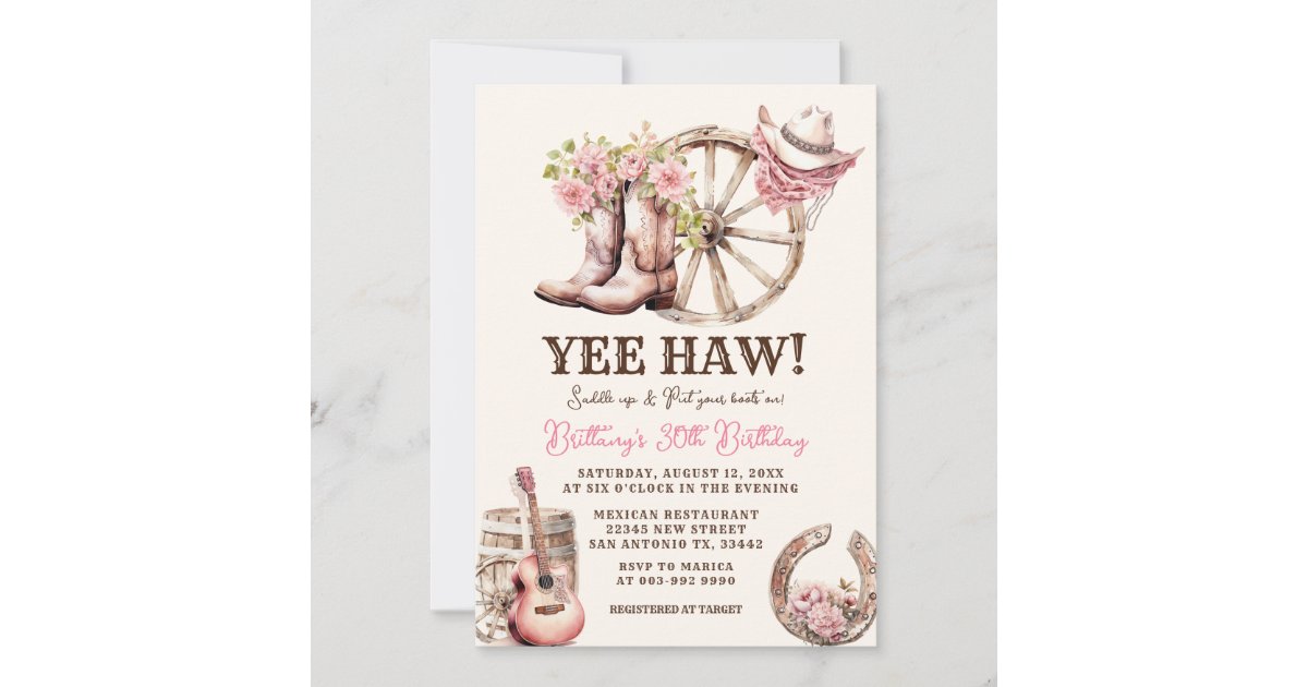 Cowgirl Western Birthday 21st, 30th, 40th Invitation | Zazzle