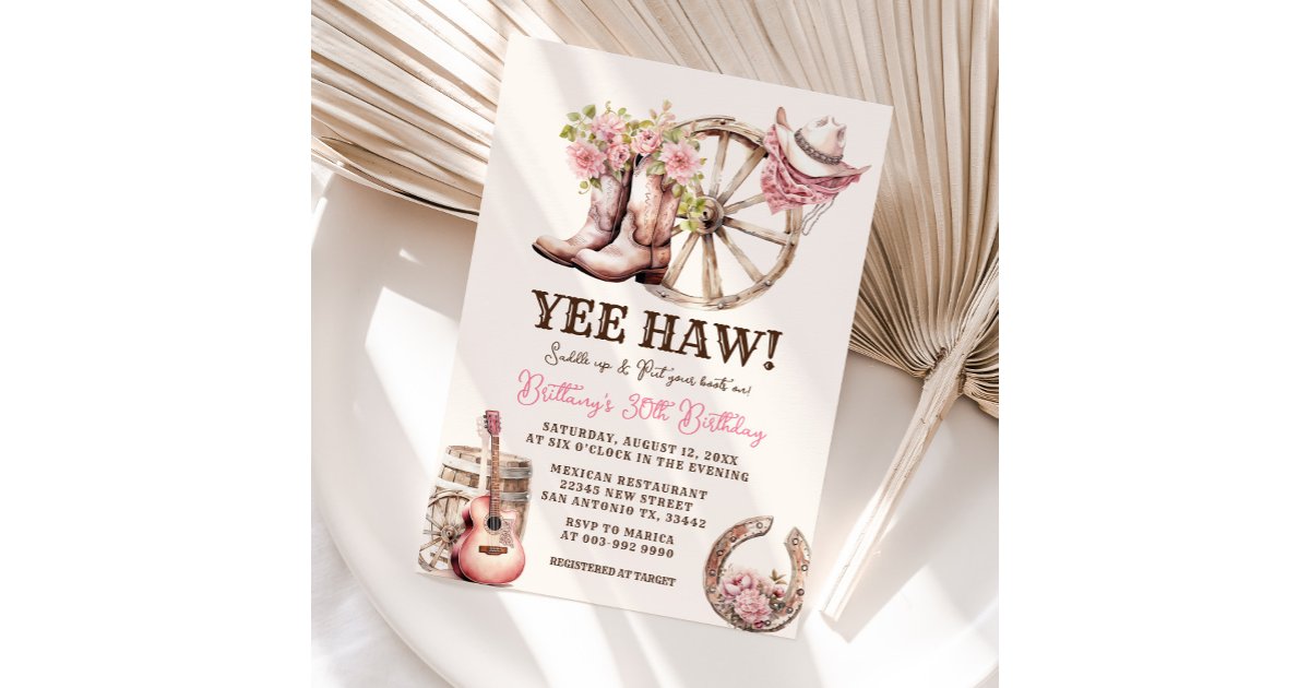 Cowgirl Western Birthday 21st, 30th, 40th Invitation | Zazzle