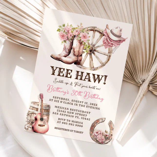 Cowgirl Western Birthday 21st, 30th, 40th Invitation | Zazzle